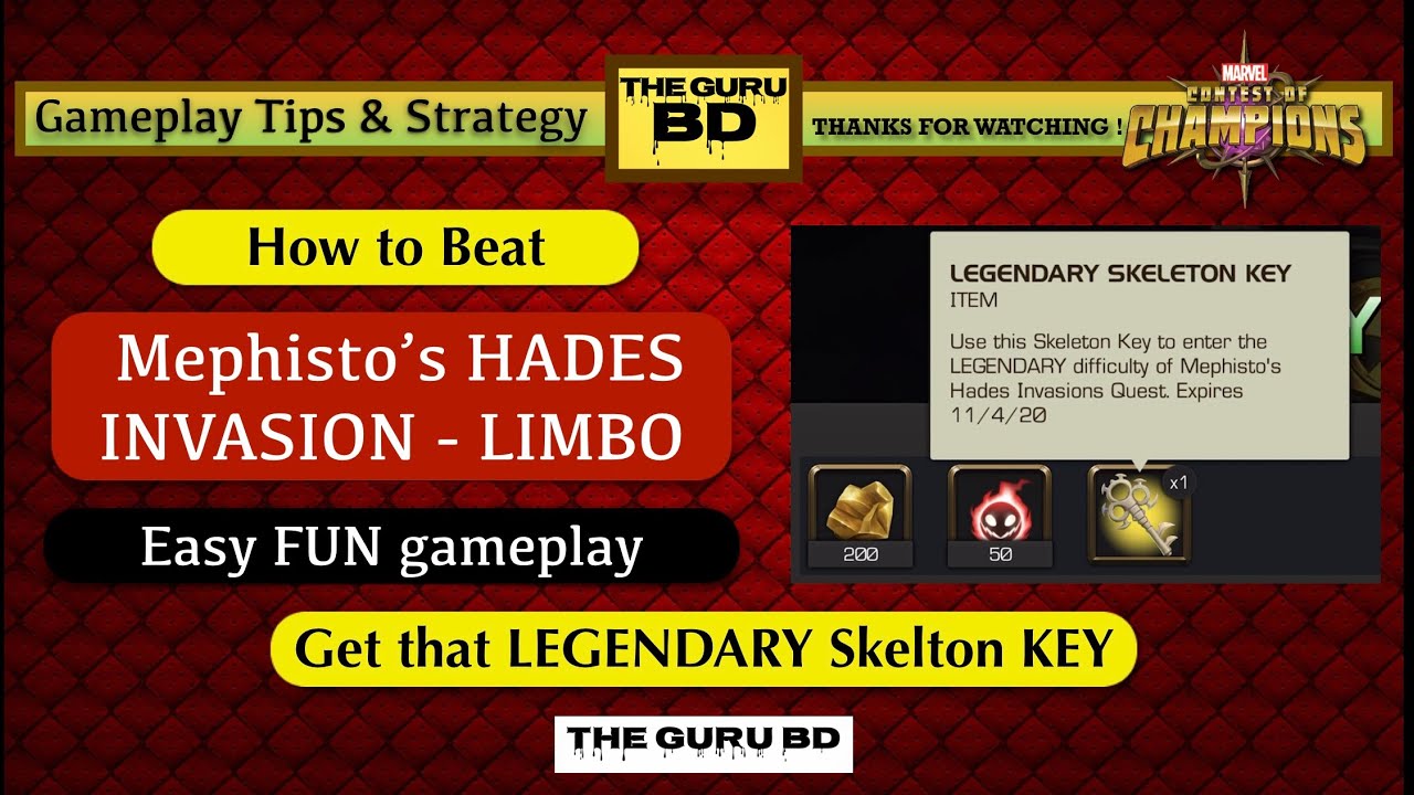 How to beat Mephisto’s Hades Invasions - LIMBO - LEGENDARY Skeleton Key ...