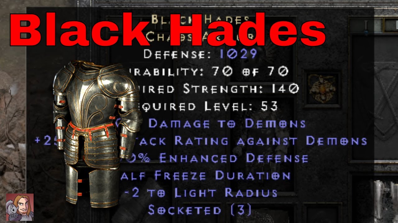 D2R Unique Items - Black Hades (Chaos Armor) - Hades game videos