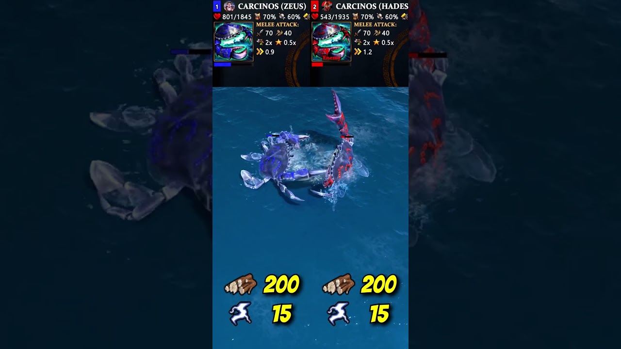 Carcinos (Zeus) vs Carcinos (Hades) (Age of Mythology: Retold) #Shorts – Hades game videos